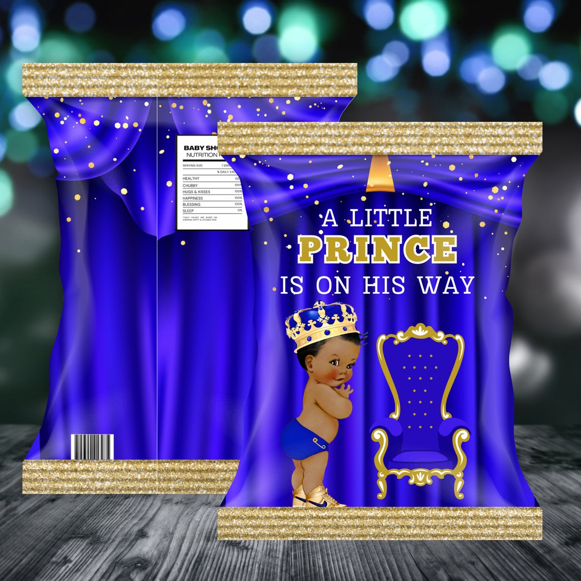 Little Prince Baby Shower Chip Bag Royal Prince Party Favor Printable ...