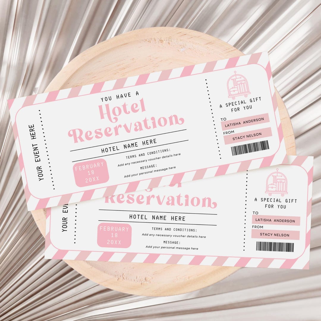 Hotel Reservation Ticket Gift Voucher, Hotel Gift Certificate, Hotel ...