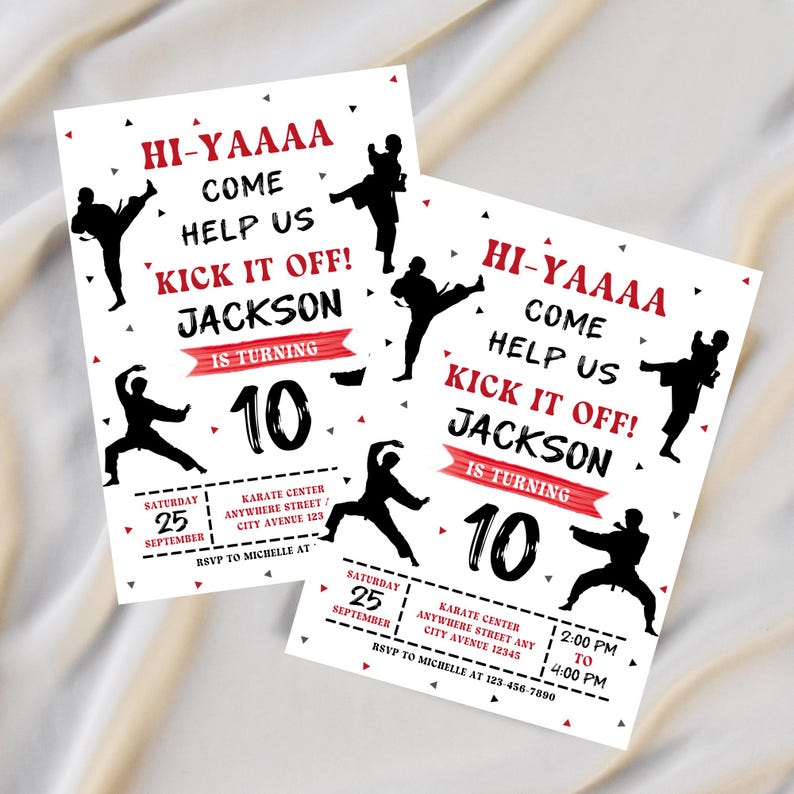 Editable Karate Birthday Invitation, Taekwondo Party Invitation, Karate ...