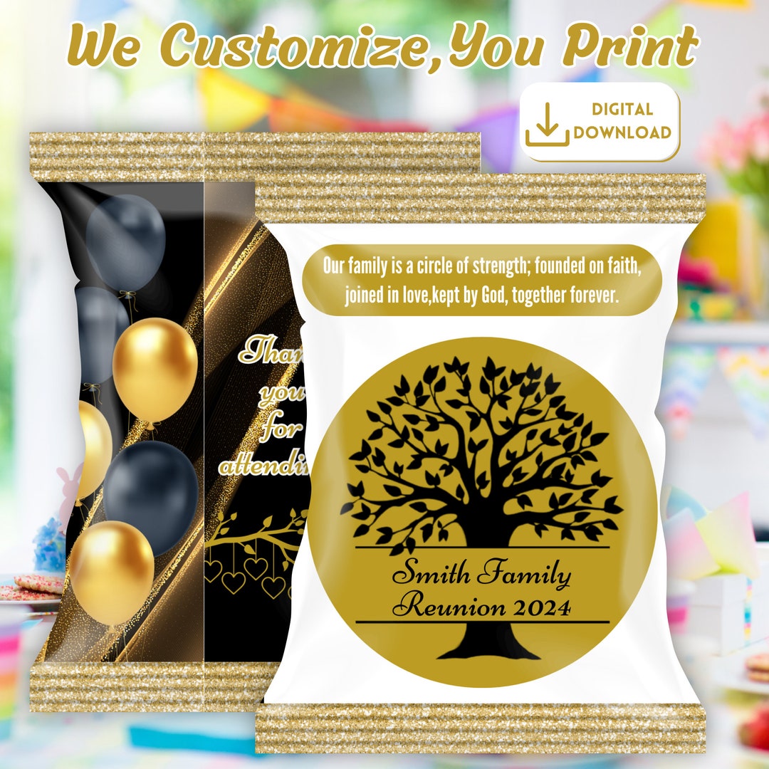 Family Reunion Chip Bag Printable Gold Black Family Reunion Chip Bag ...