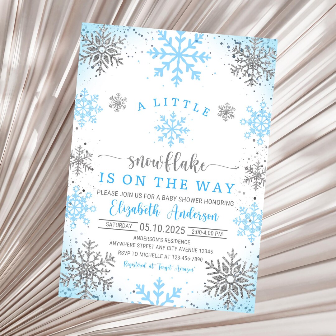 Snowflake Baby Shower Invitation, EDITABLE Winter Baby Shower ...