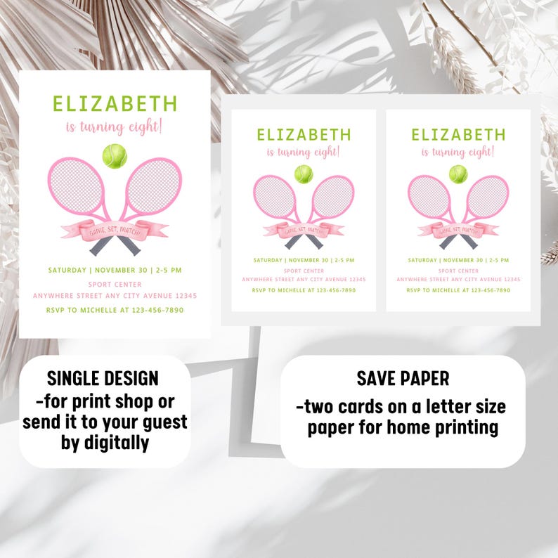 Editable Tennis Birthday Invitation, Tennis Invitation, Sport Birthday ...