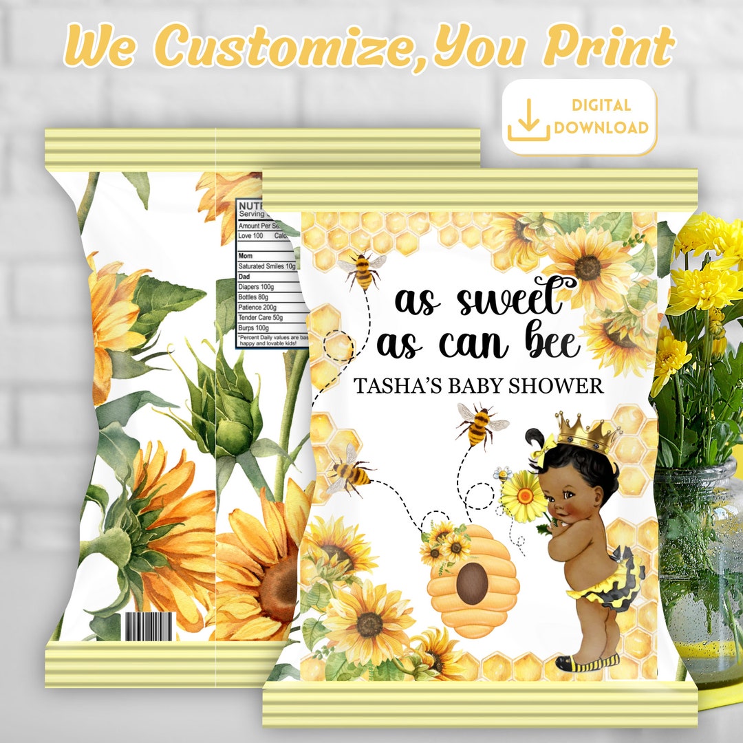 Bee Baby Shower Chip Bag, Sunflower Baby Shower Chip Bag,bee Baby ...