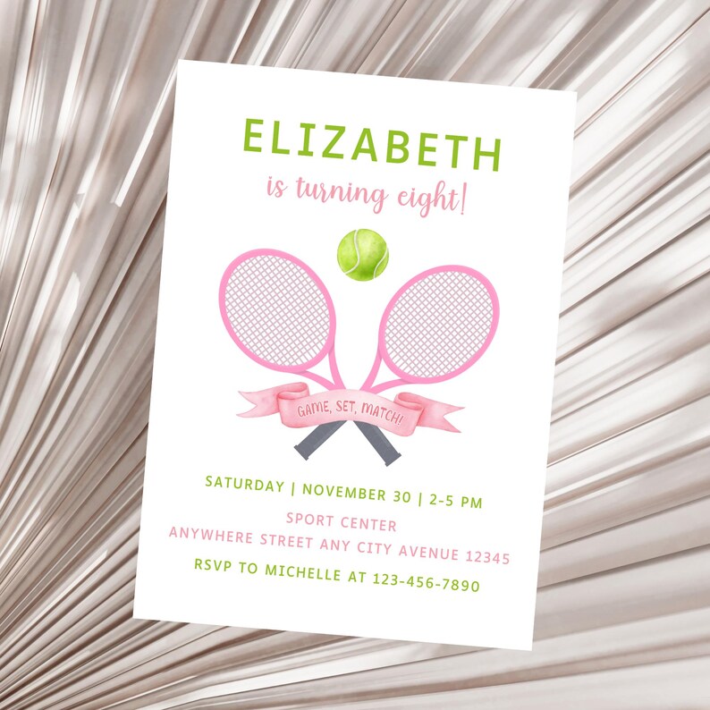 Editable Tennis Birthday Invitation, Tennis Invitation, Sport Birthday ...
