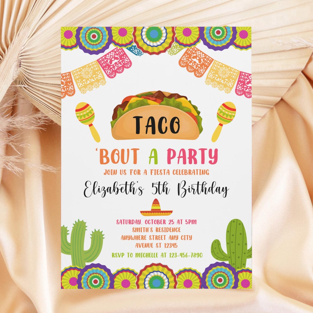 Taco Party Birthday Invitation, Mexican Fiesta Birthday Invite, Taco ...