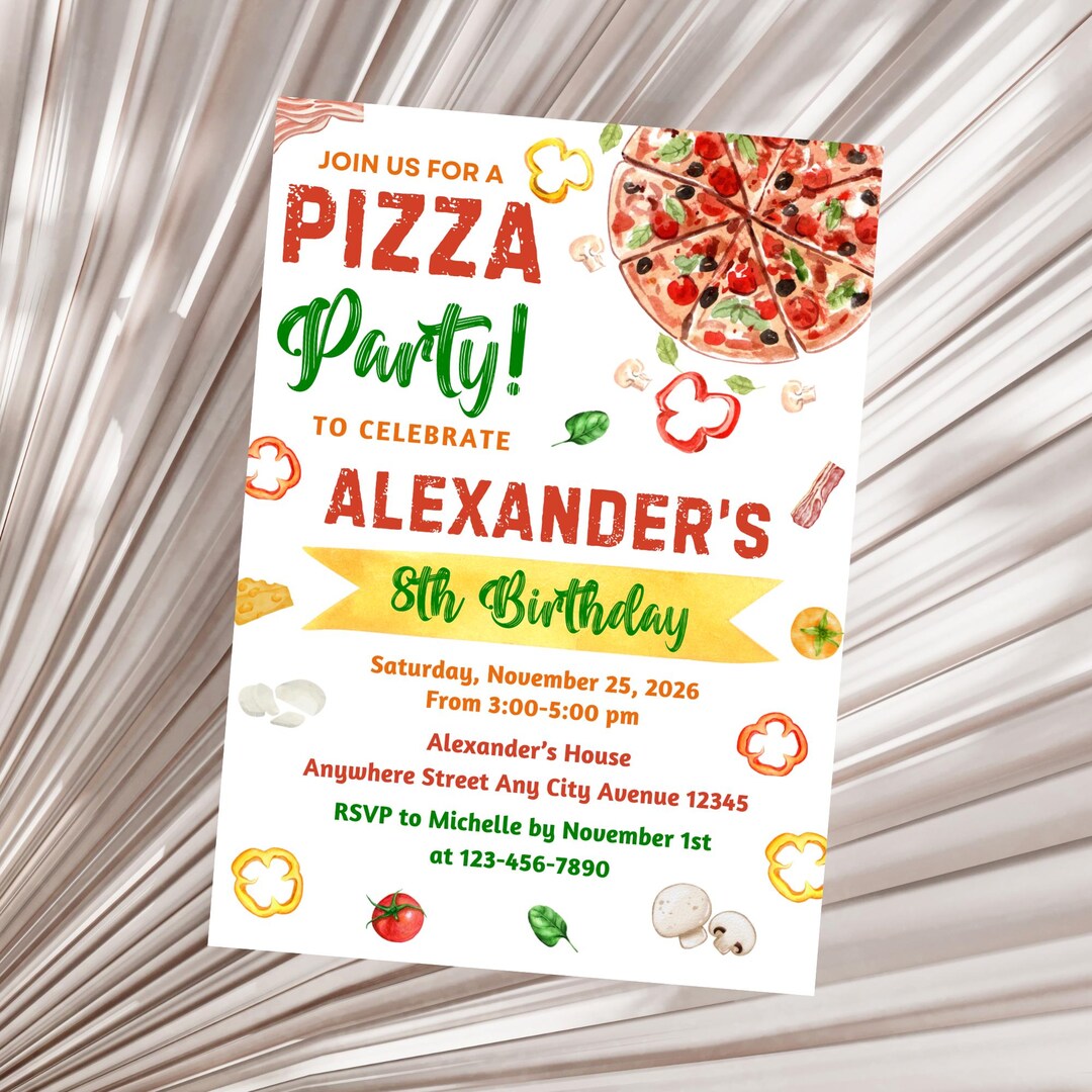 Editable Pizza Party Birthday Invitation, Pizza Making Invitation ...