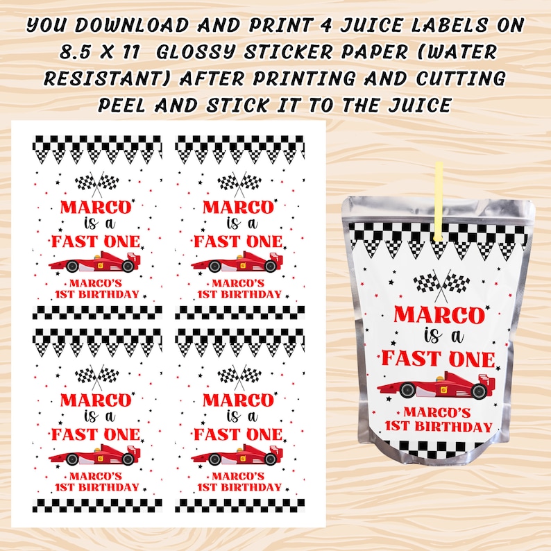 Fast One Birthday Party Favor Bundle, Red Race Car Chip Bag, Fast One ...