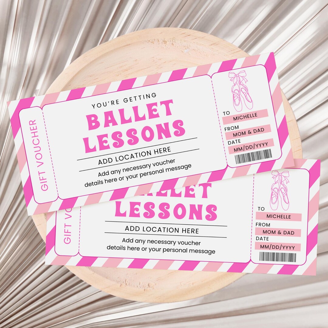 Ballet Lesson Ticket Gift Voucher, Ballet Gift Certificate, Teen Girl ...
