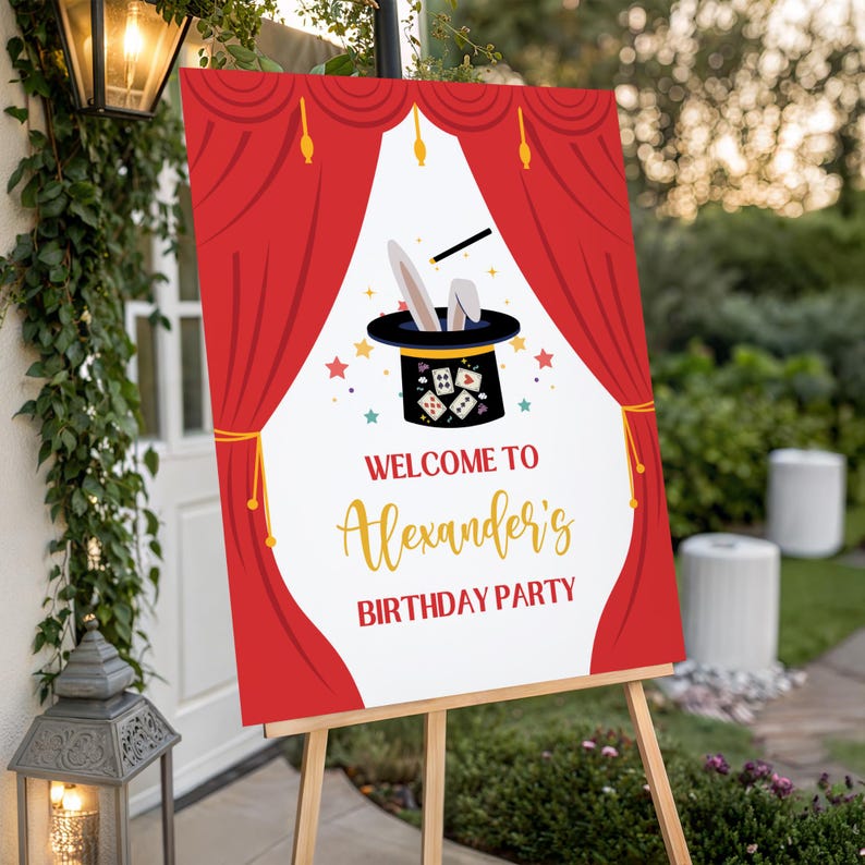 Magic Show Birthday Welcome Sign, Circus Welcome Board, Welcome Sign ...