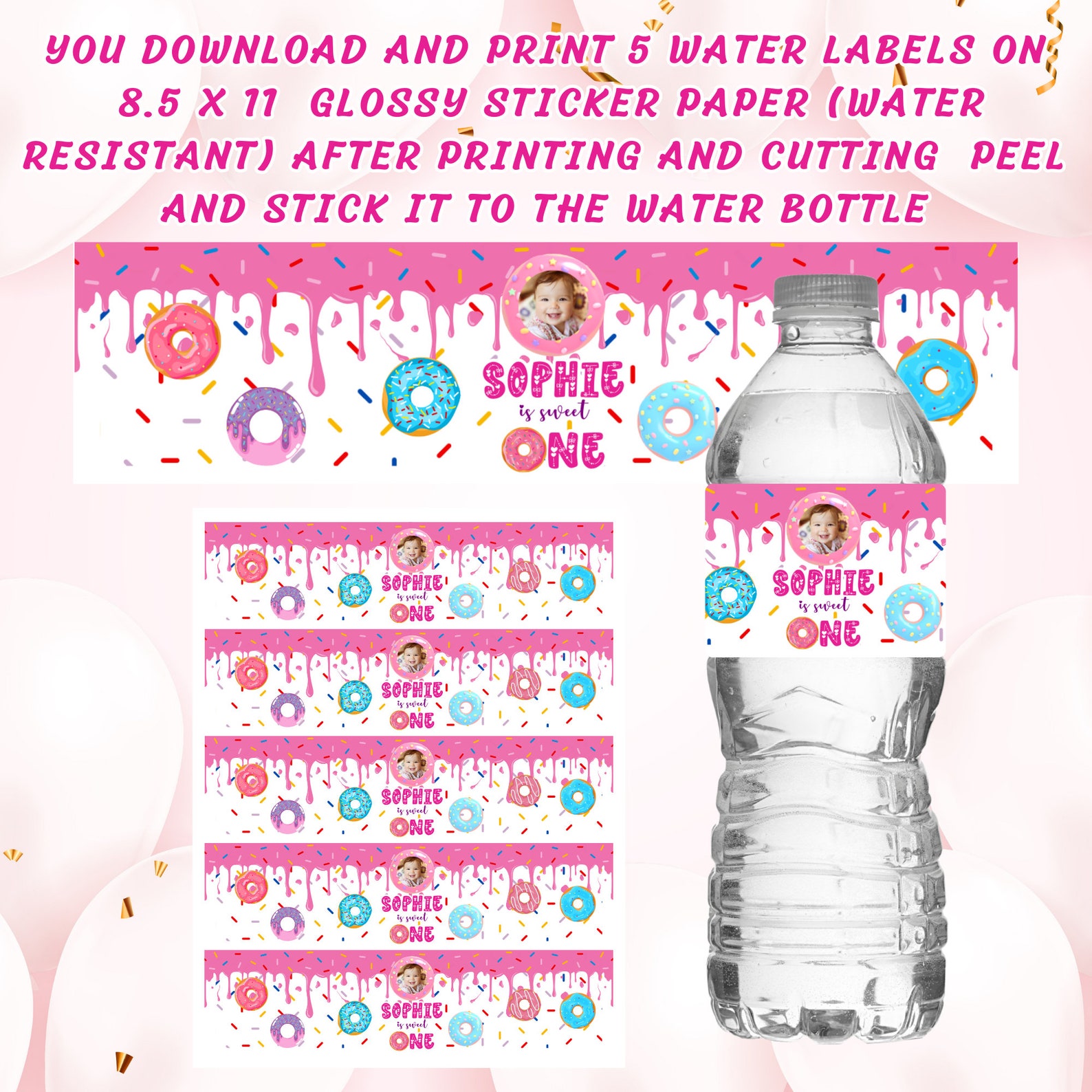 Donut Sweet One Chip Bag Printable Template First Birthday Favor Donut ...