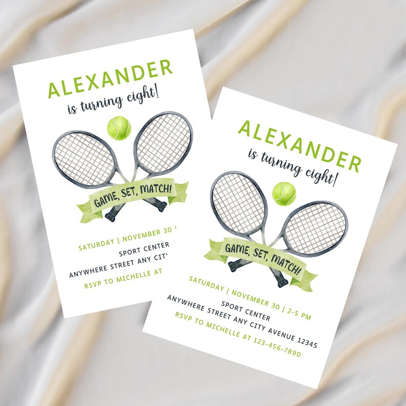 Editable Tennis Birthday Invitation, Tennis Invitation, Sport Birthday ...