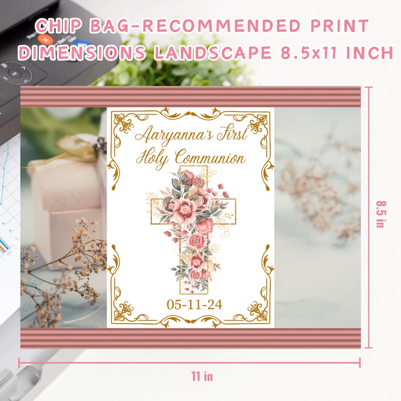 First Communion Chip Bag for Girl,first Holy Communion Chip Wrap, First ...