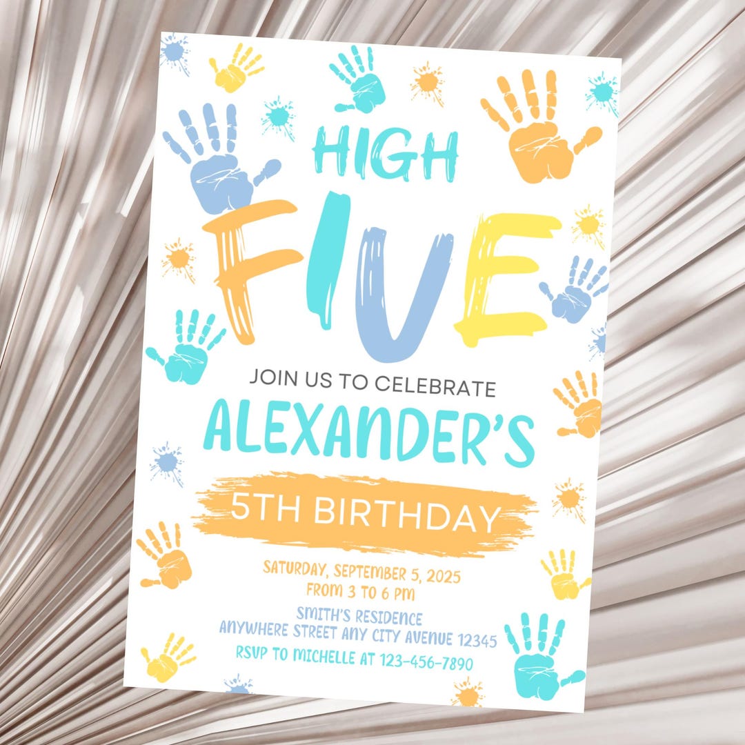 Editable High Five Birthday Invitation, Hi Five Birthday Invite, Boy ...