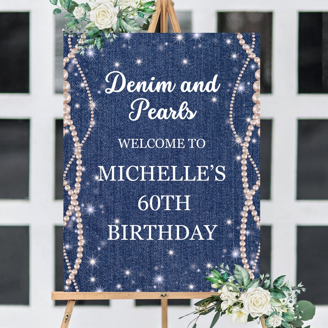 Editable Denim and Pearls Welcome Sign, Denim & Pearls Welcome Board ...