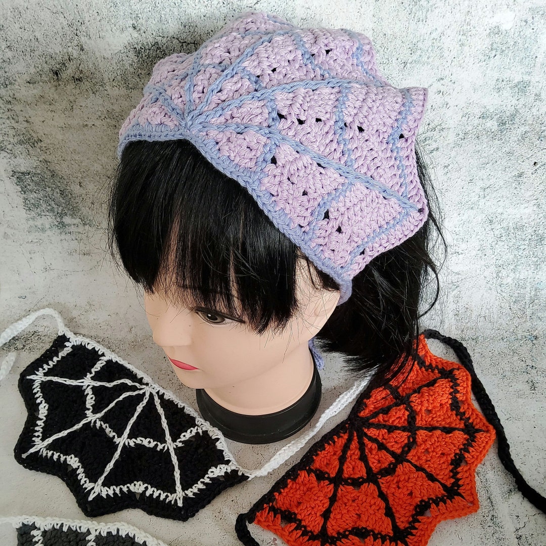 Crochet Spiderweb Bandana, Halloween Accessory, Various Colours - Etsy