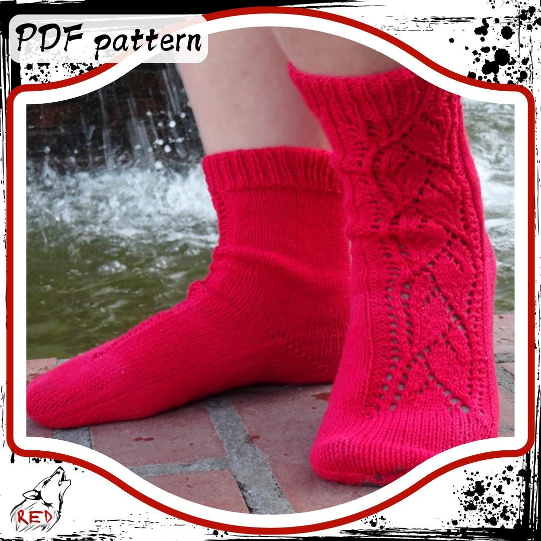 Knitting Pdf Pattern - Breathing Fire Socks, Lace Socks - Etsy