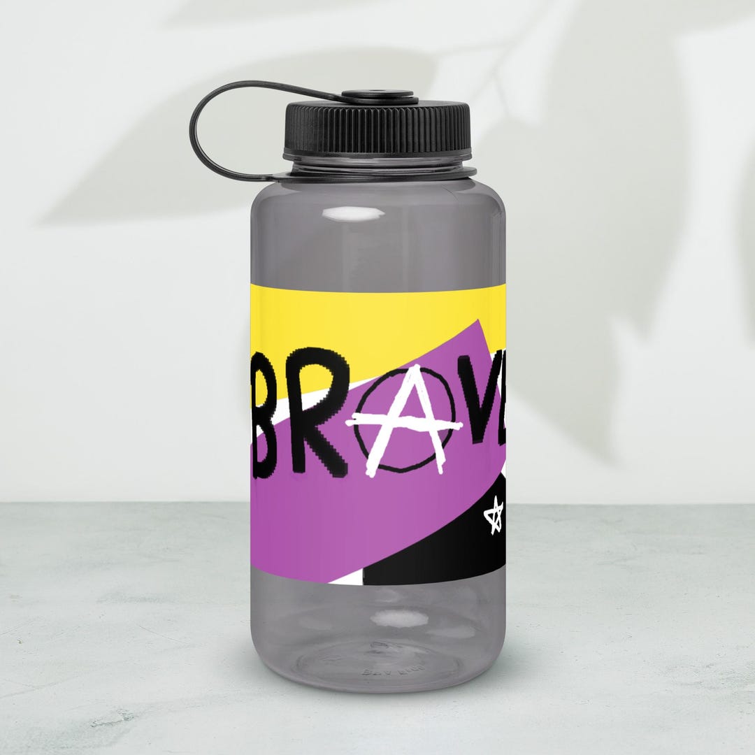 Brave Water Bottle Deconstructed Non-binary Flag, Enby Pride - Etsy