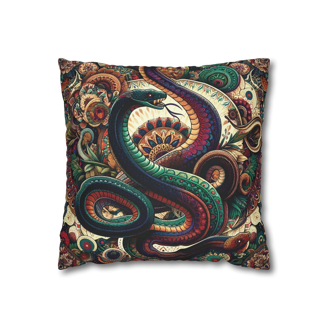 Boho Snakes Pillow Cover Bohemian Serpent Cushion Case Hippie Throw Pillow Eclectic Home Décor ...