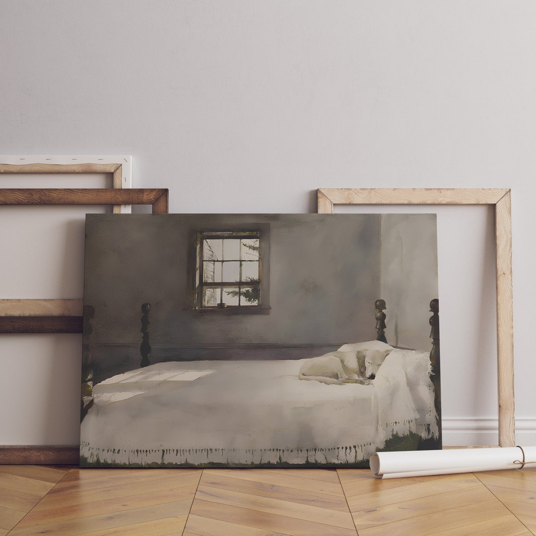 Master Bedroom by Andrew Wyeth Dog Sleeping in Bed Canvas Art - Etsy