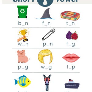 Short Vowels Worksheet - Etsy