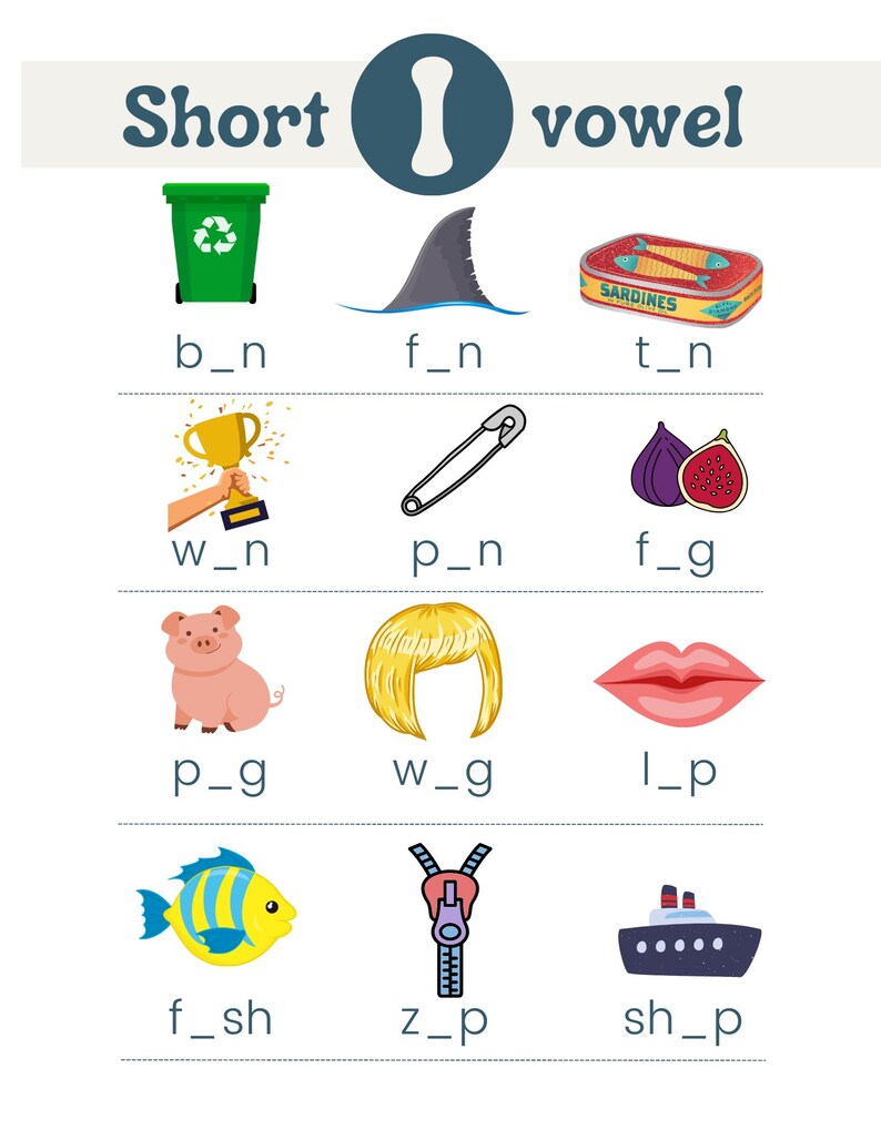 Short Vowels Worksheet - Etsy