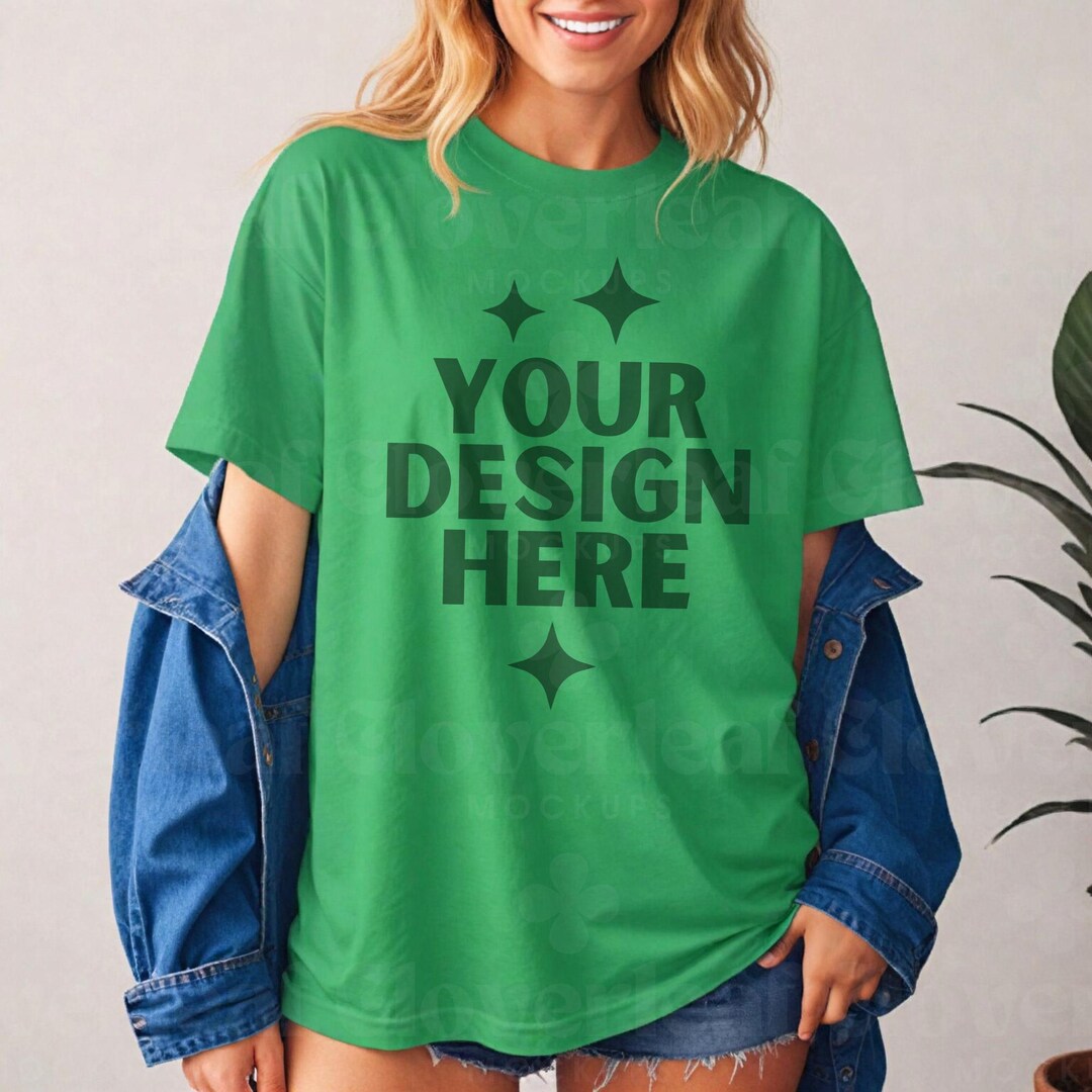 Irish Green Gildan 5000 Shirt Mockup Heavy Cotton Tee Model Mock-up ...
