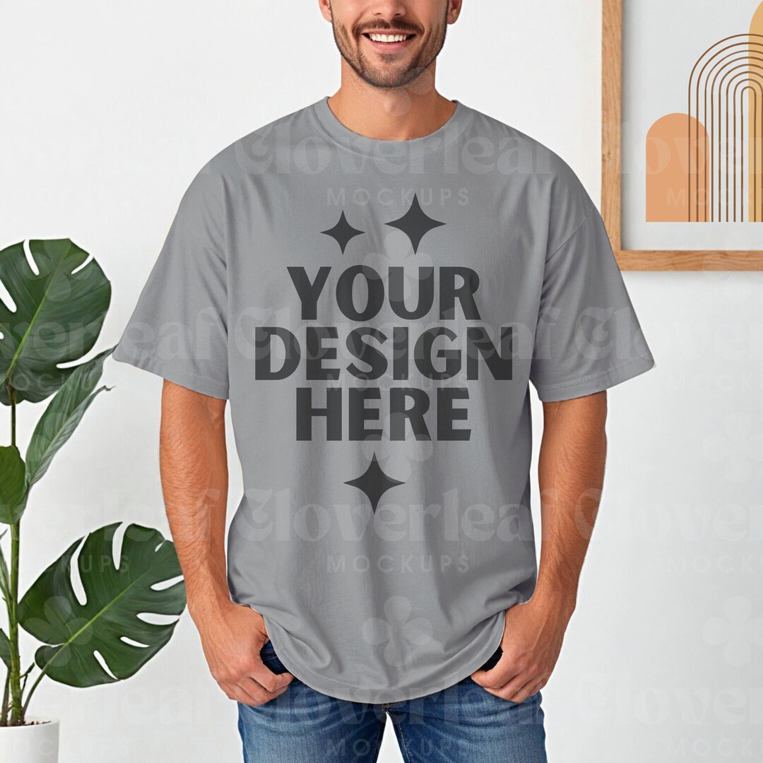 Comfort Colors C1717 Grey Men Shirt Mockup Male 1717 Grey Mock-up Man ...
