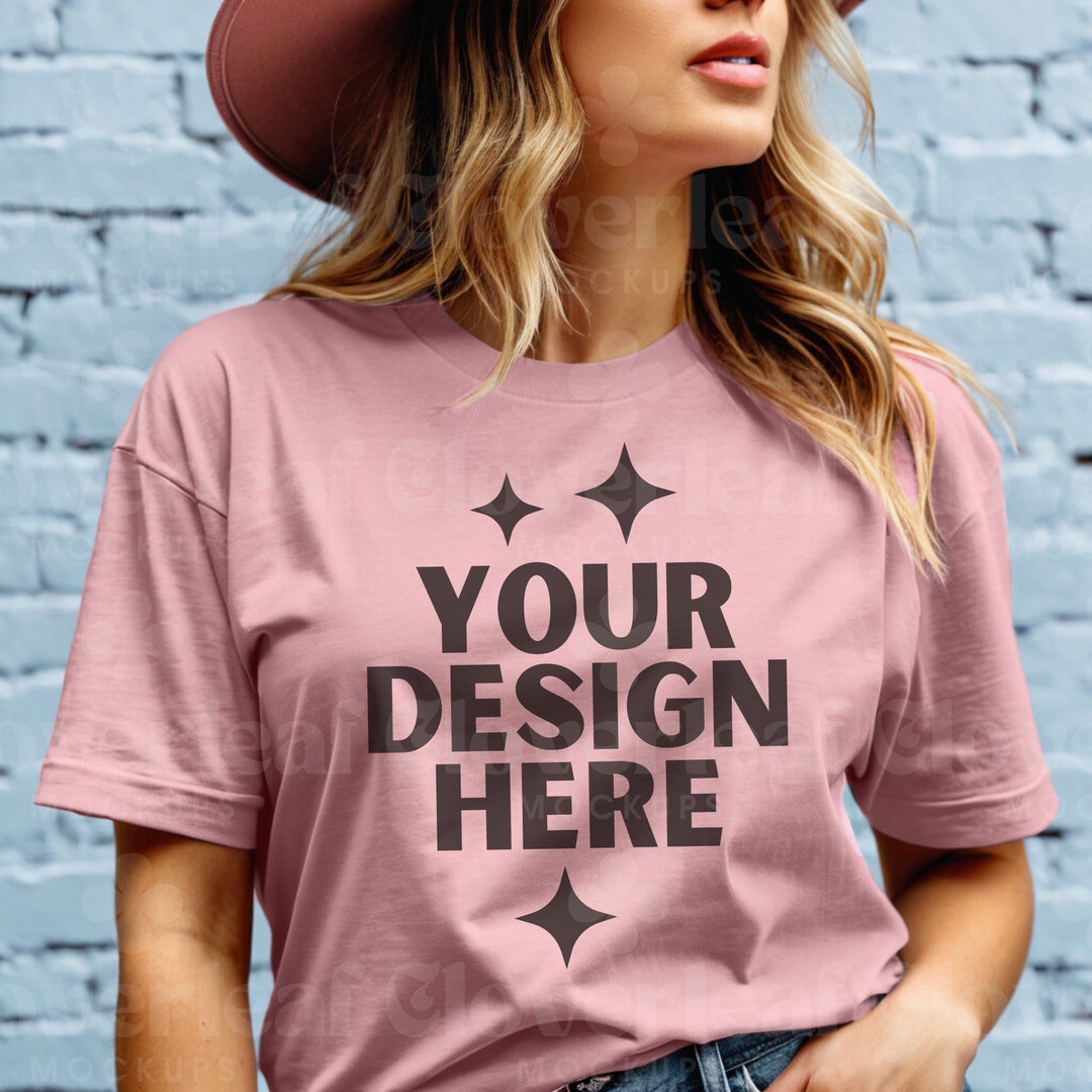 Bella Canvas 3001 Orchid Shirt Mockup Real Model Tee Orchid BC 3001 ...