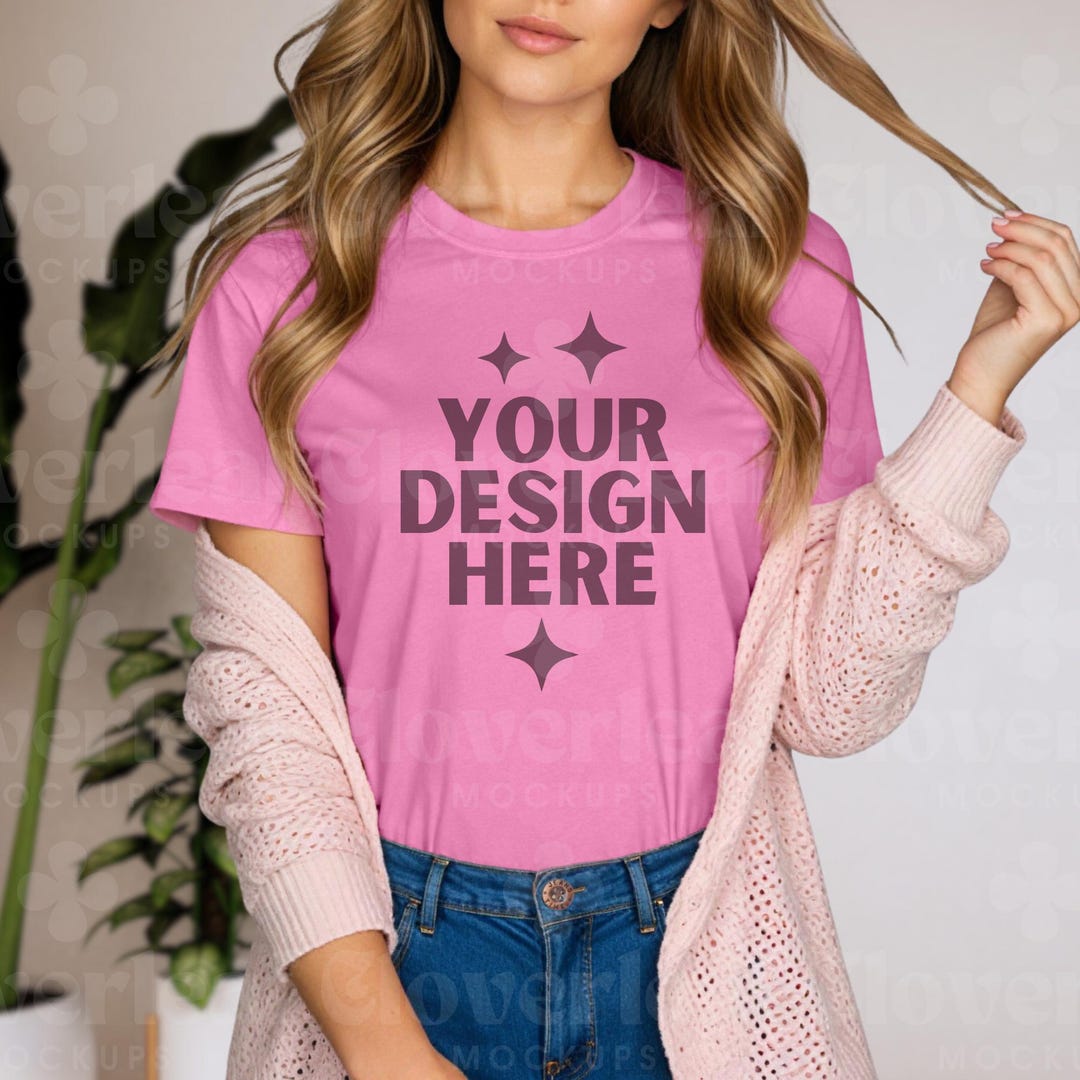 Azalea 5000 Shirt Mockup Heavy Cotton Tee Womens Model Mock-up G5000 ...