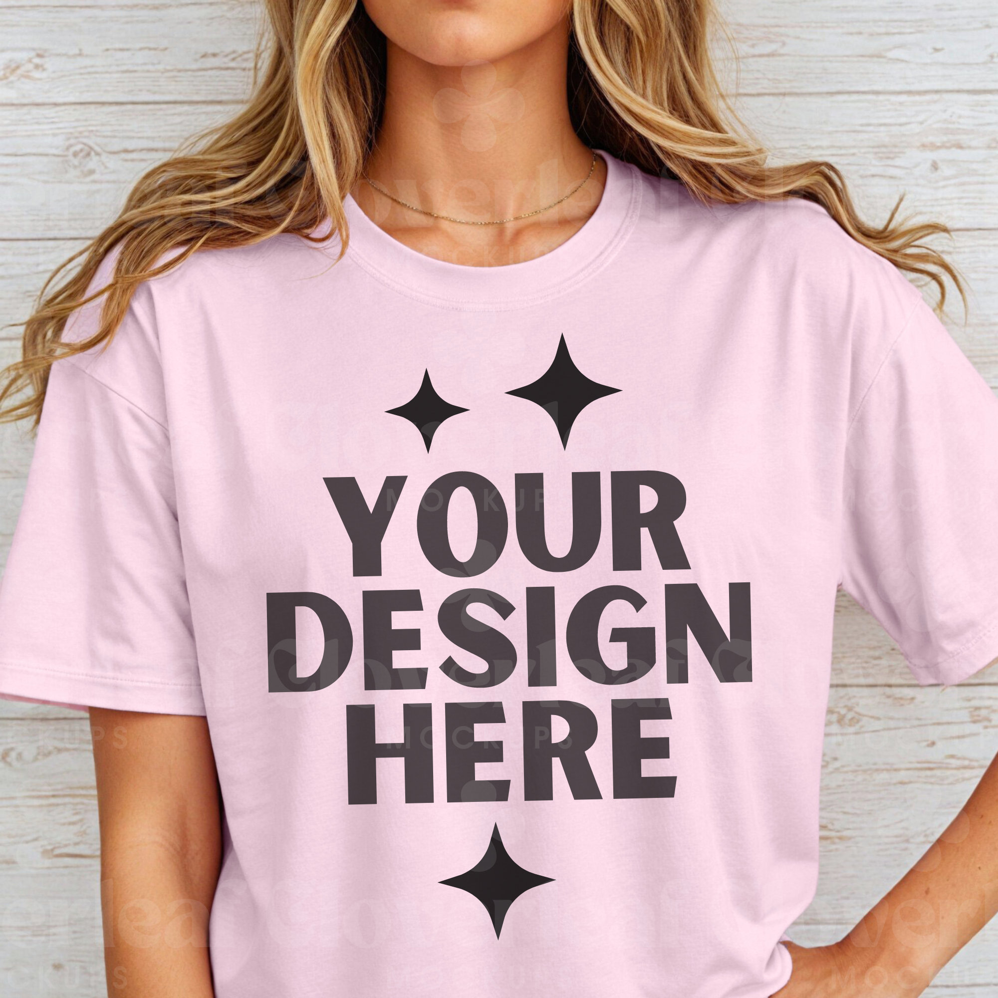 Gildan 64000 Light Pink Shirt Mockup Light Pink T-shirt Mock-up Trendy ...