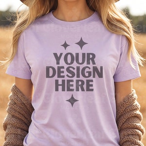 Lilac Bella Canvas T-shirt Mockup BC 3001 Lilac Color Tshirt Mock up ...