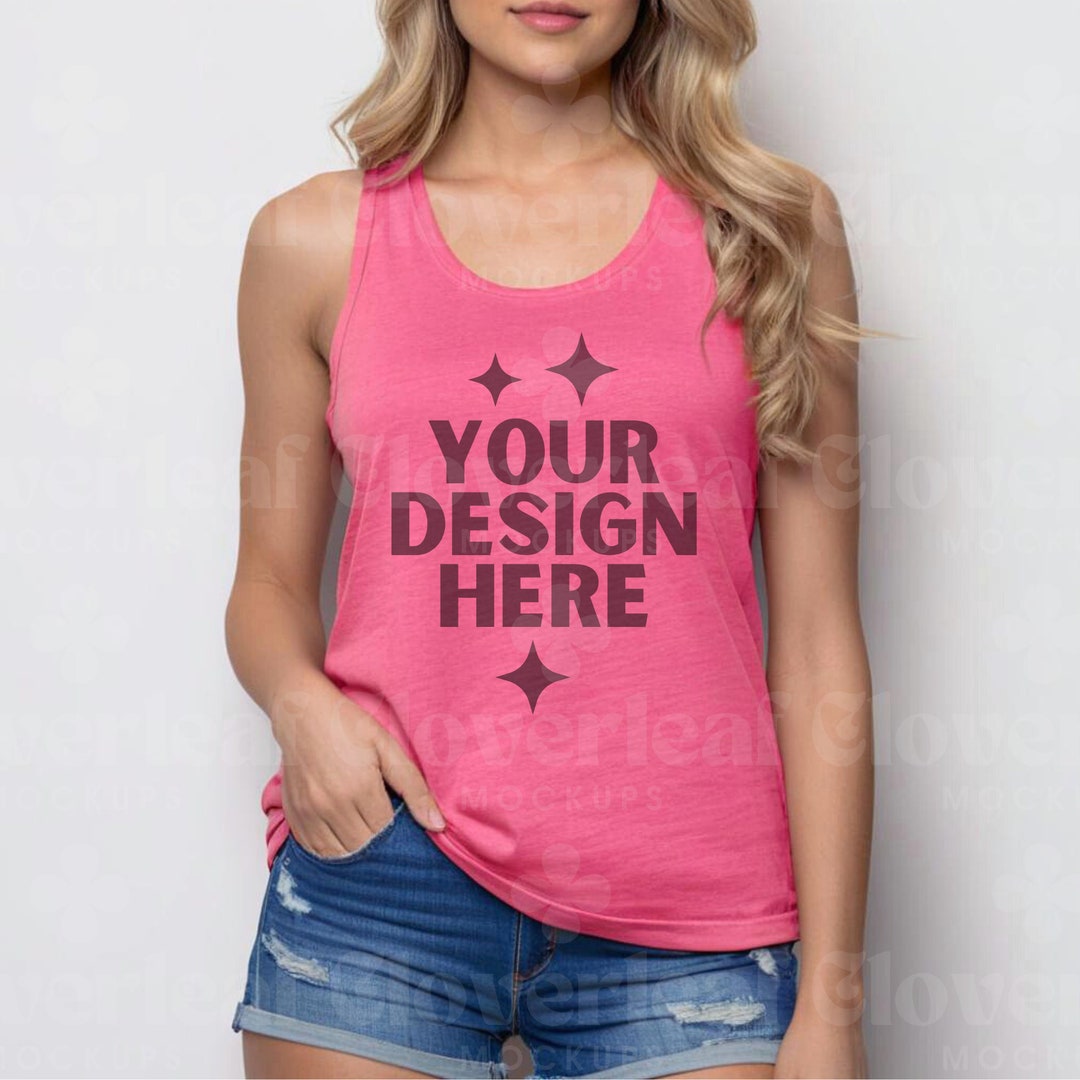 Next Level 1533 Solid Hot Pink Mockup Tank Top Mock-up Racerback Tank ...