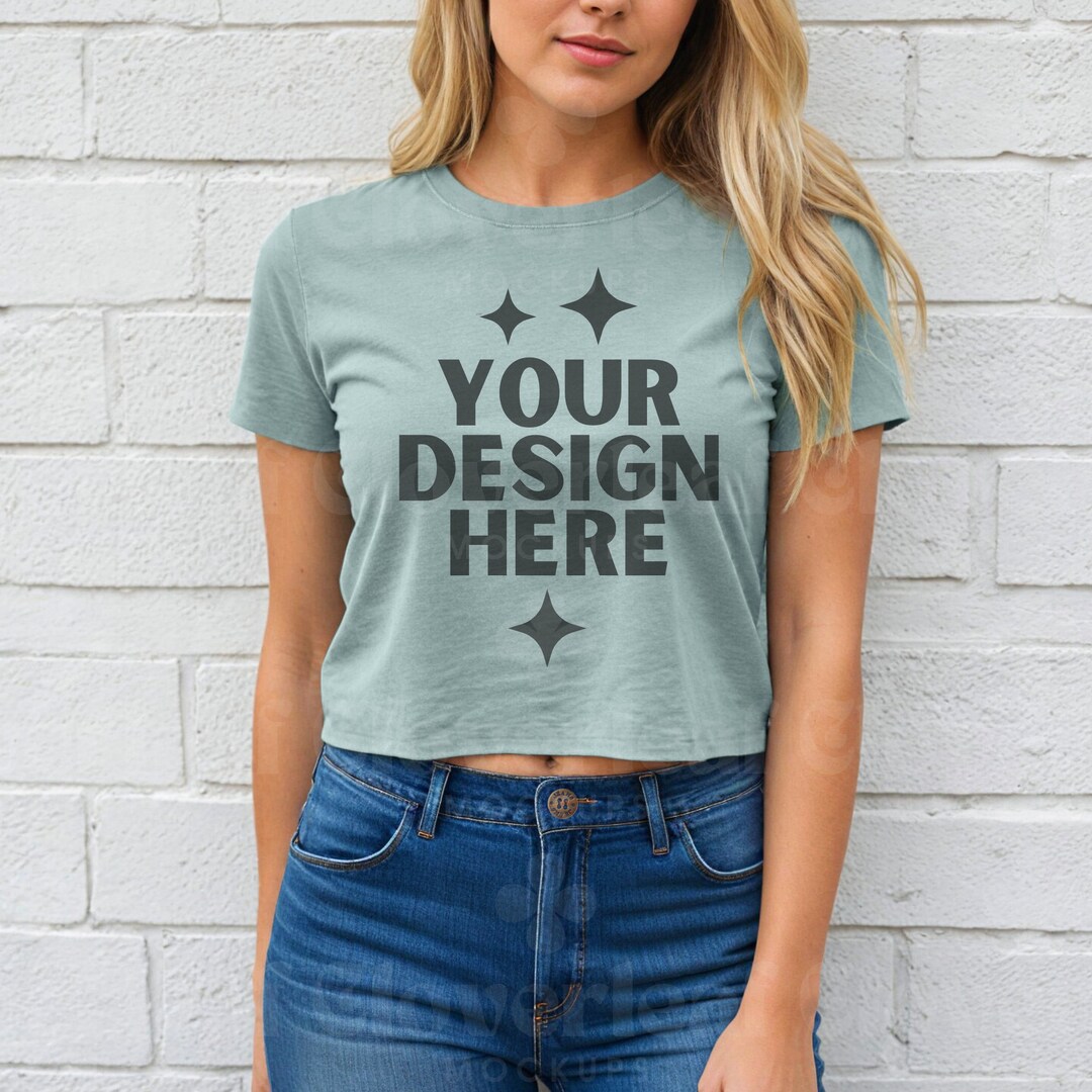 Next Level 5080 Stonewash Green Mockup Cropped Shirt Mock-up Stonewash ...