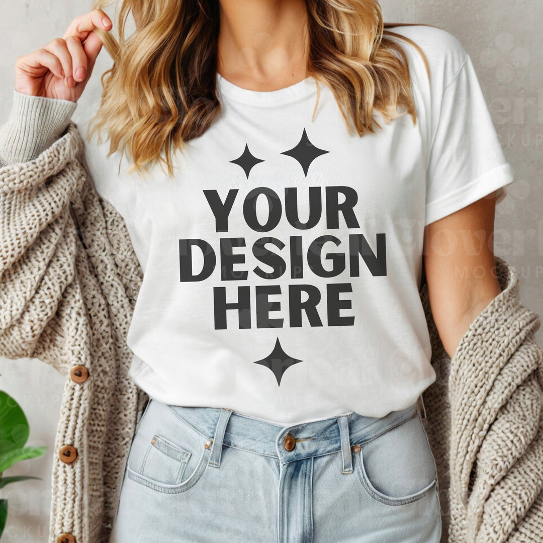 White Bella Canvas 3001 Shirt Mockup BC3001 Whitet-shirt Mock-up Bella ...