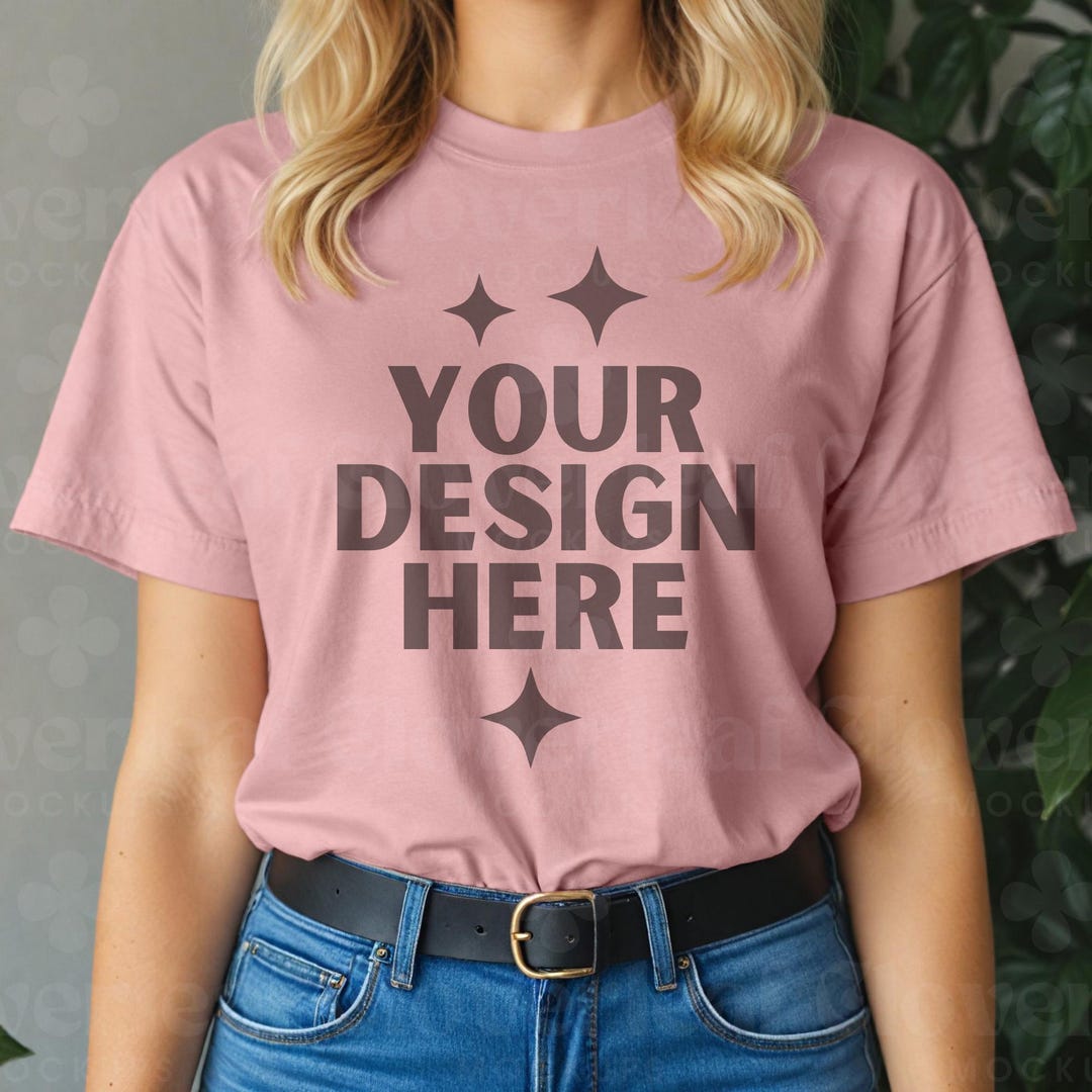 Pink Bella Canvas 3001 Shirt Mockup BC3001 Pink T-shirt Mock-up Bella ...
