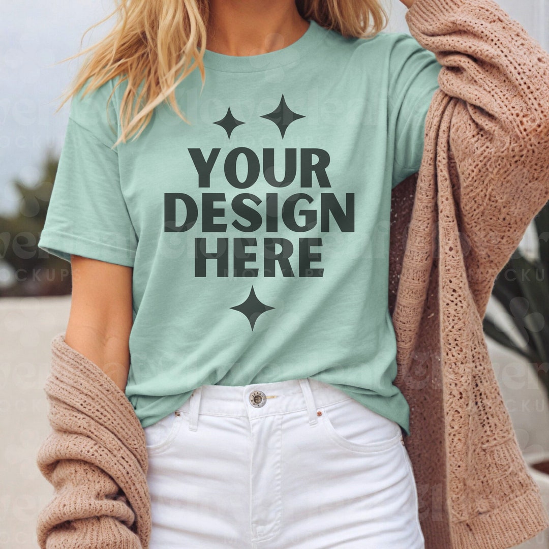 Dusty Blue Bella Canvas Shirt Mockup 3001 Dusty Blue Tshirt Mock up T ...
