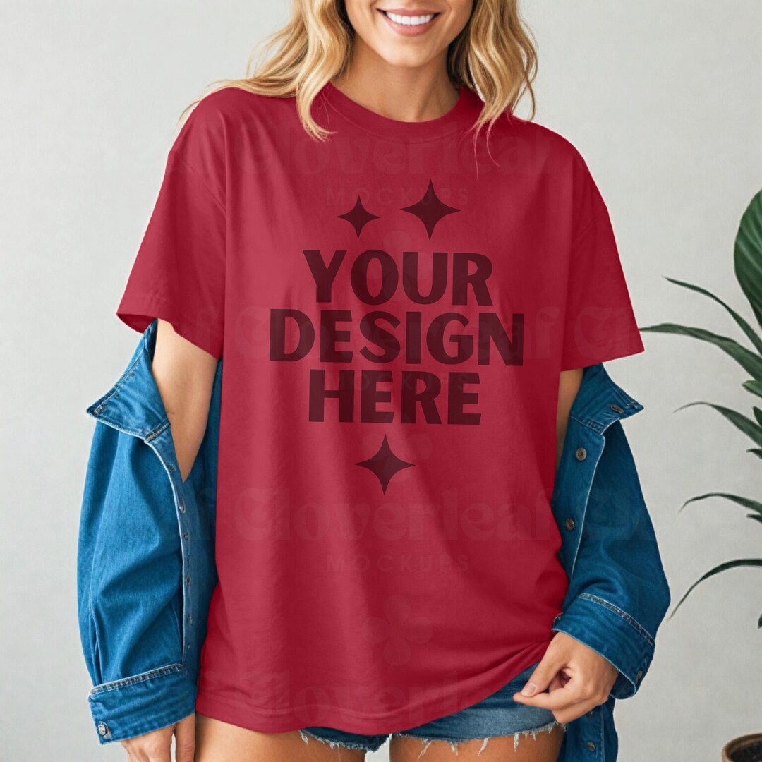 Cardinal Red Gildan 5000 Shirt Mockup Heavy Cotton Tee Model Mock-up ...