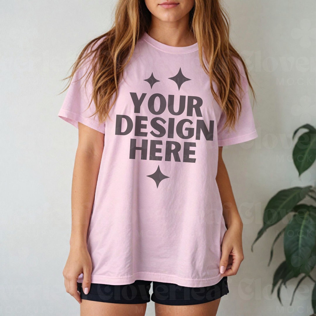 Gildan 64000 Light Pink Shirt Mockup Light Pink T-shirt Mock-up Trendy ...