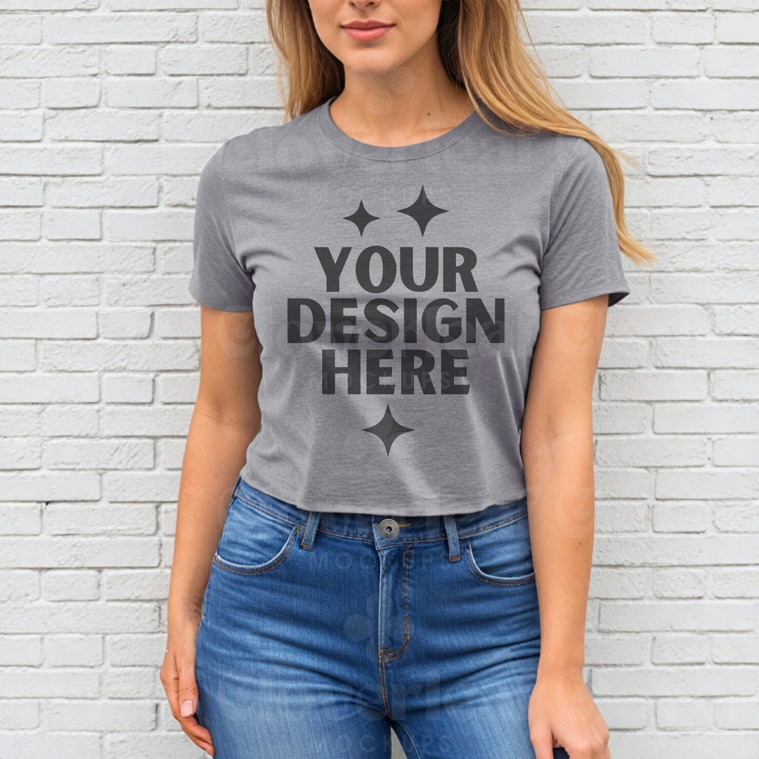 Next Level 5080 Heather Grey Mockup Cropped Shirt Mock-up Heather Grey ...