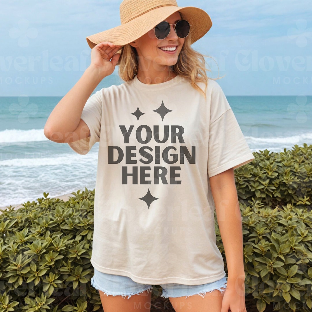 Comfort Colors Ivory Shirt Mockup C1717 Ivory Mock-up Realistic T-shirt ...