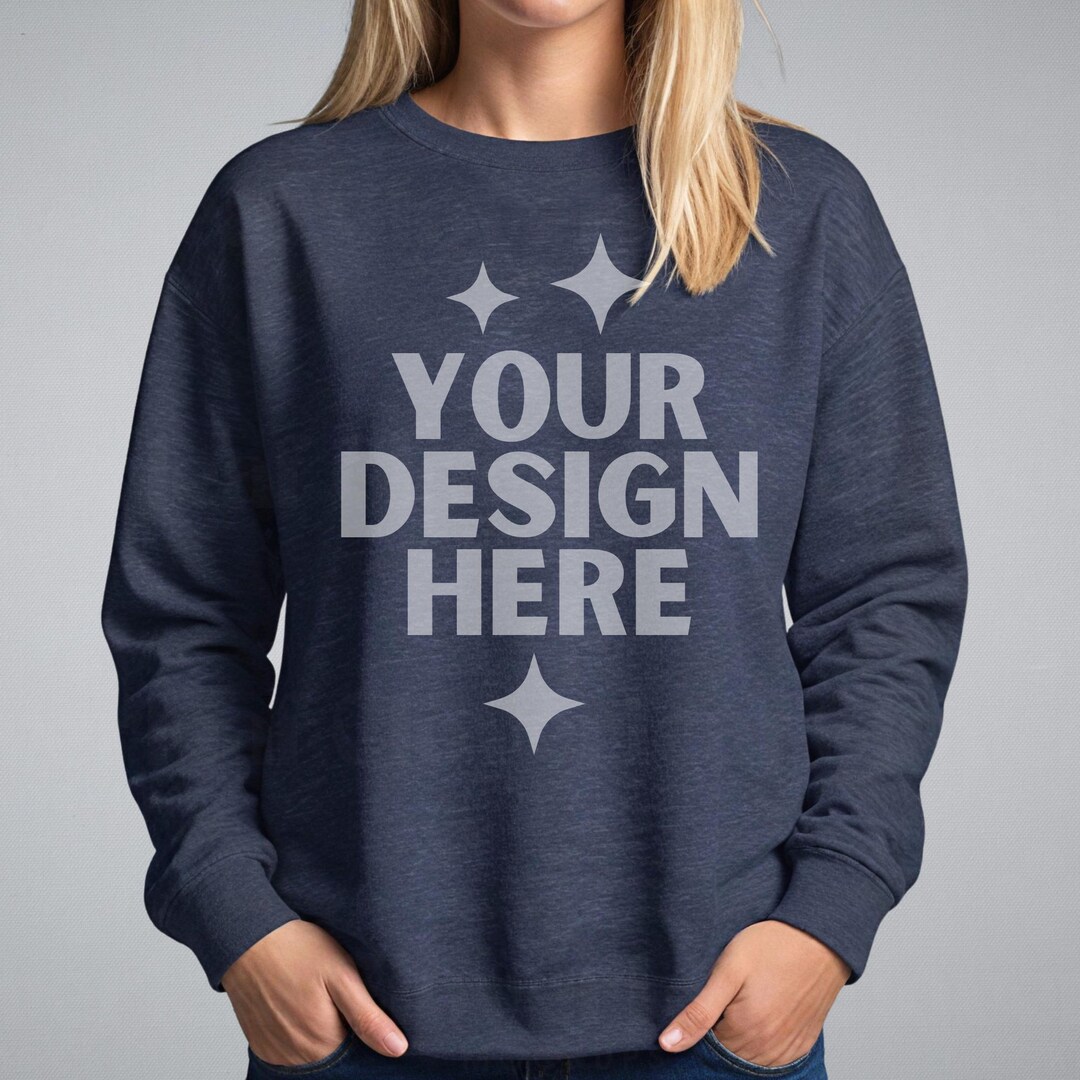 Bella Canvas 3945 Heather Navy Mockup Bella Drop Shoulder Sweatshirt ...