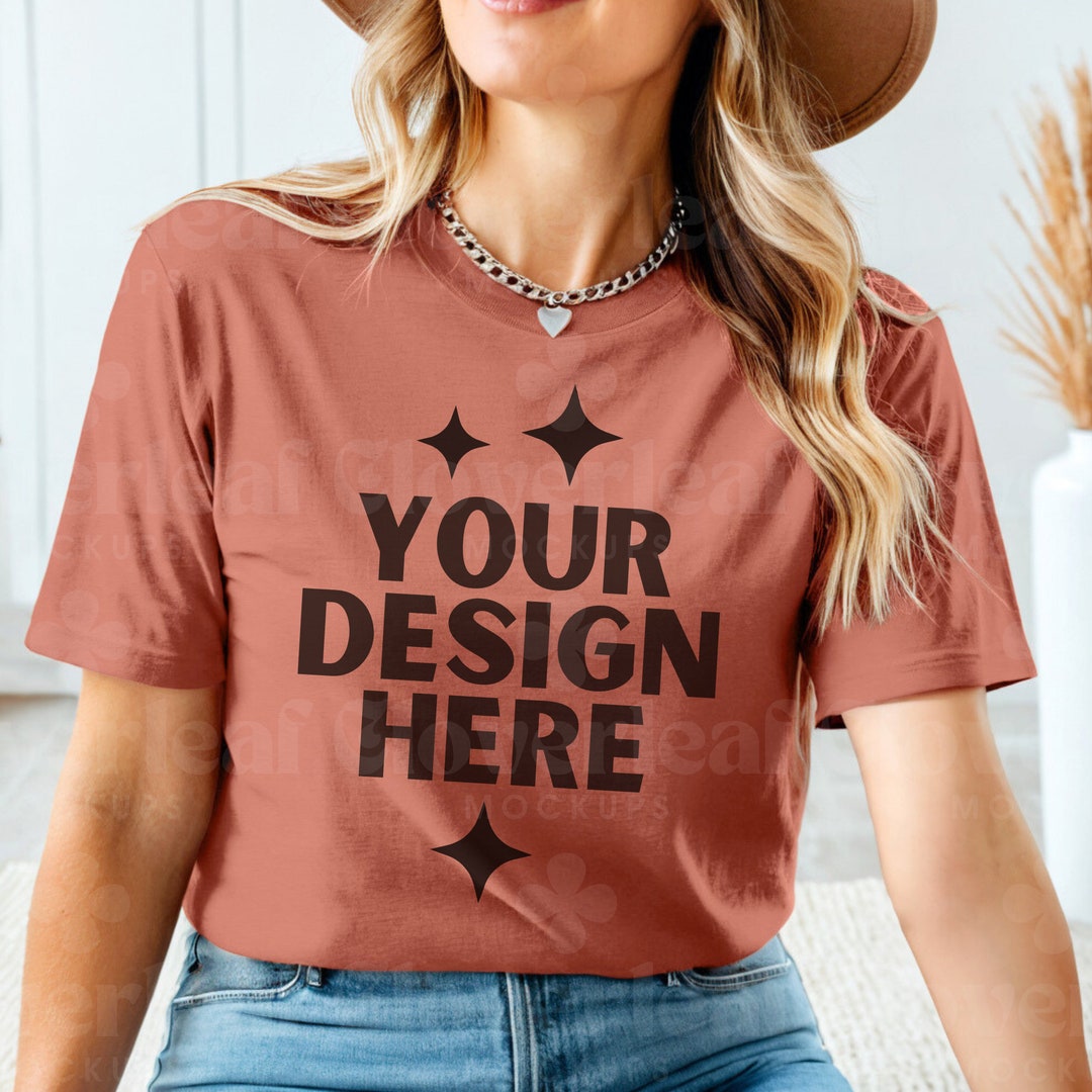 Bella Canvas Heather Clay Shirt Mockup BC 3001 Heather Clay Tshirt Mock ...