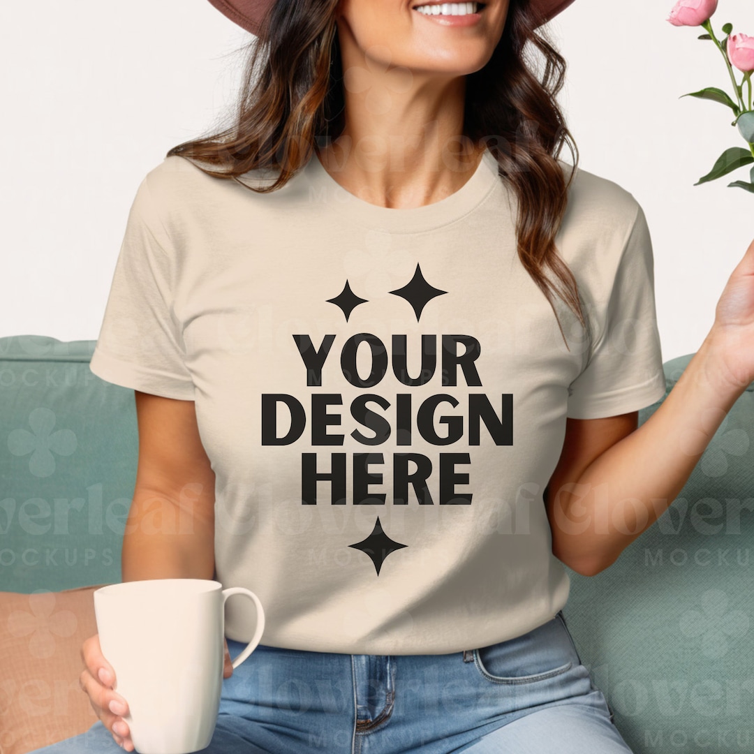 Gildan 5000 Sand Color Shirt Mockup Heavy Cotton Tshirt Real Model Mock ...