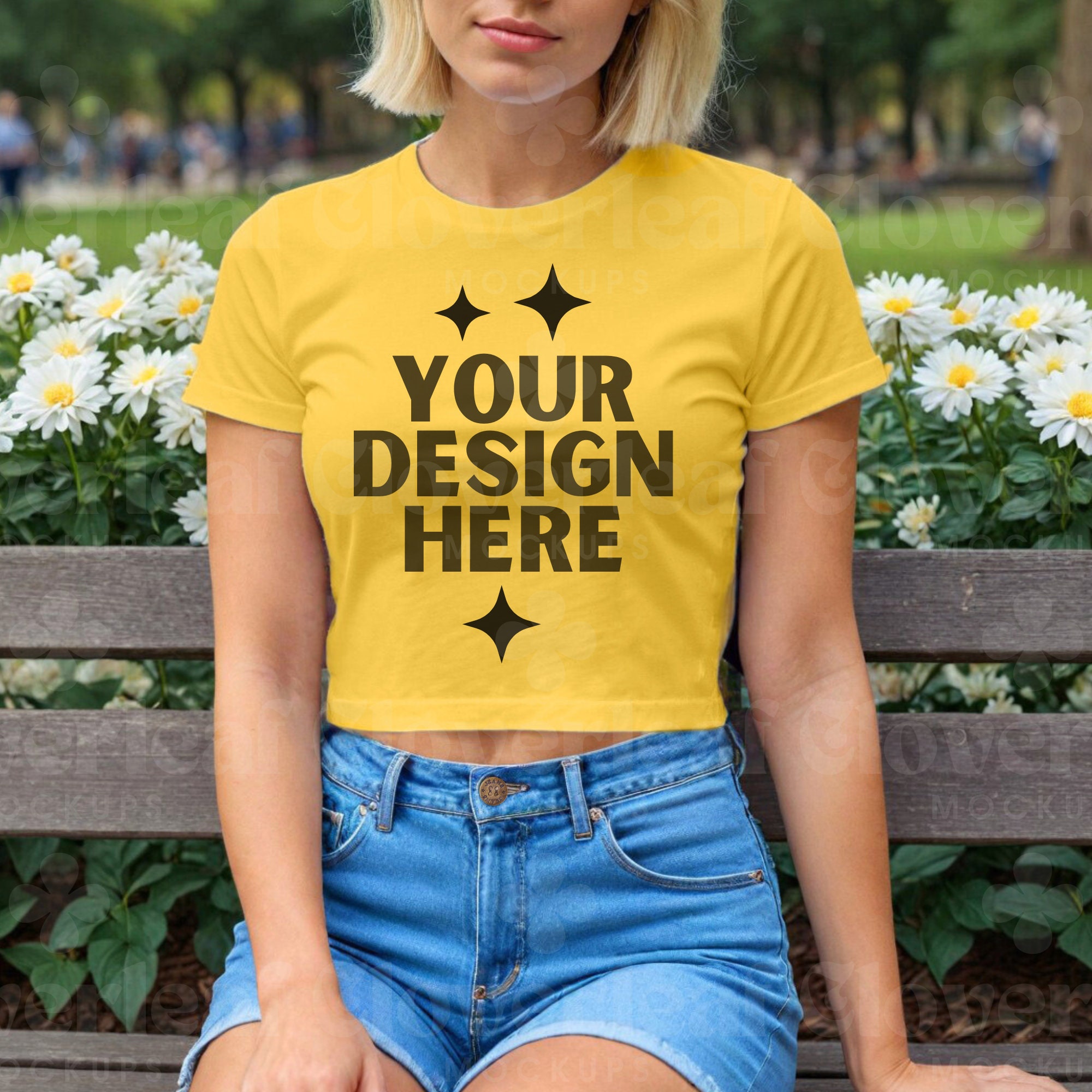 Gildan 5000B Daisy Baby Tee Mockup Womens Fitted Daisy Baby Tee T-shirt ...