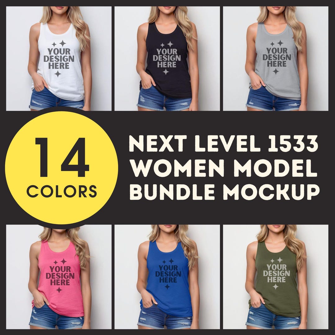 Next Level 1533 Bundle Mockup Tank Top Bundle Mock-up Racerback Tank Model Mock up 1533 Women ...