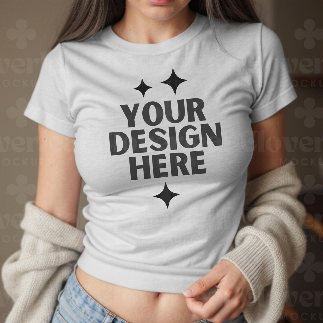 Gildan 5000B Ash Grey Baby Tee Mockup Womens Fitted Ash Baby Tee Tshirt ...