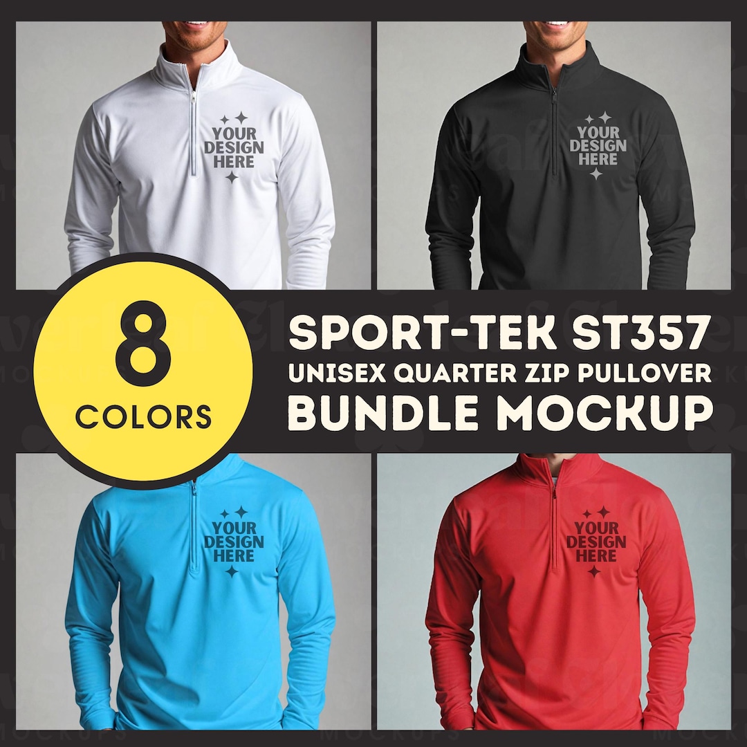 Sport-tek ST357 Bundle Mockup Unisex Sport Tek 357 Set Mock-up Quarter ...