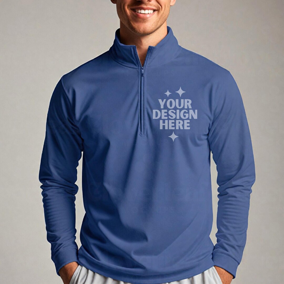 True Royal Sport-tek ST357 Mockup Quarter-zip Pullover Mock-up Unisex ...