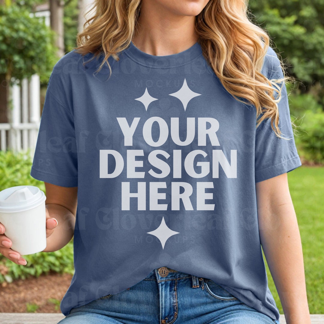 Comfort Colors C1717 Blue Jean T-shirt Mockup Comfort Color Blue Jean ...
