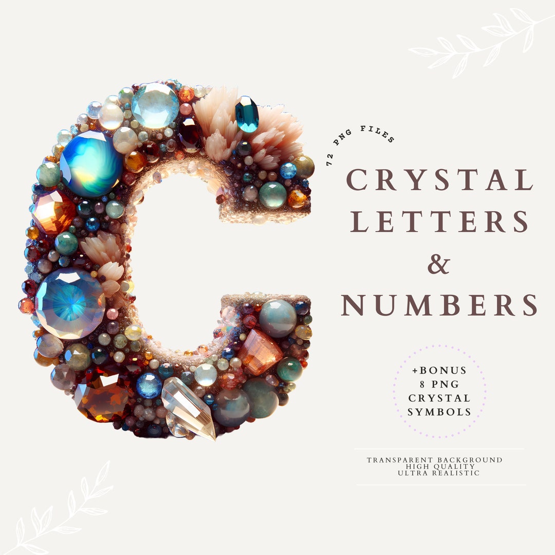Crystal Letters and Numbers Clipart Realistic Crystal - Etsy